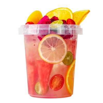 China 750ml 1000ml PP Plastic Cups Clear Disposable Plastic PP Injection Fruit Juice Bucket for sale
