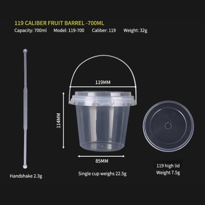 China 750ml 1000ml PP Plastic Cups Clear Disposable Plastic PP Injection Fruit Juice Bucket for sale