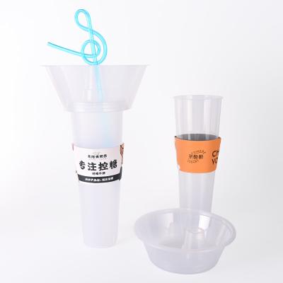 China 2 In 1 90mm Diameter PP Plastic Cups With Snack Tray OEM ODM Service 5000pcs for sale