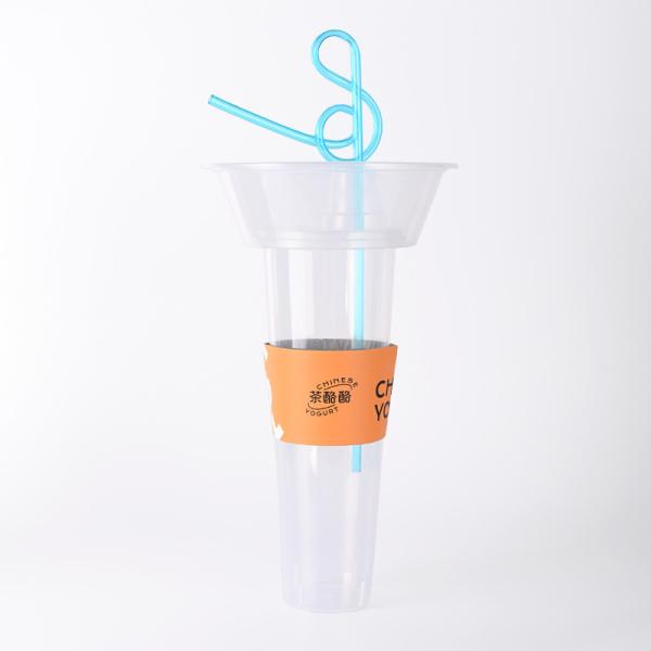 Quality 2 In 1 90mm Diameter PP Plastic Cups With Snack Tray OEM ODM Service 5000pcs for sale