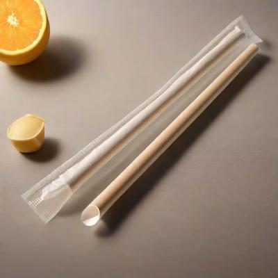 China Wholesale Eco-Friendly 6mm*197 210 230 240mm Biodegradable Kraft Paper Straw Disposable Drinking Straw Wrapped Natural Material for sale