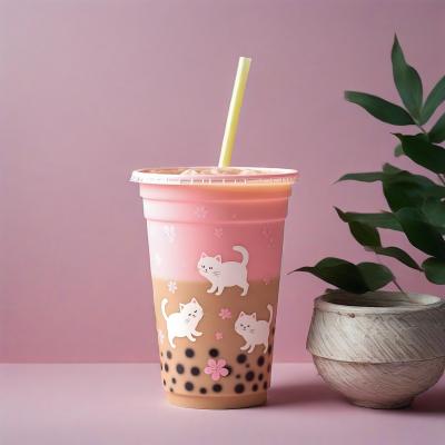 Cina Bicchieri trasparenti in PET usa e getta per bevande fredde, caffè, tè, tè alle bolle con coperchi in vendita