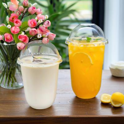 Cina Tazze di plastica usa e getta con logo personalizzato Lesense, trasparenti e morbide, per tè al latte, con coperchio, bicchiere per succo di boba in vendita