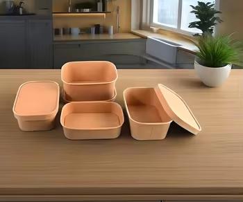 China Factory Sale Paper Food Contain Disposable Rectangular Square Kraft Paper Salad Bowl Take Away Paper Bowl for sale