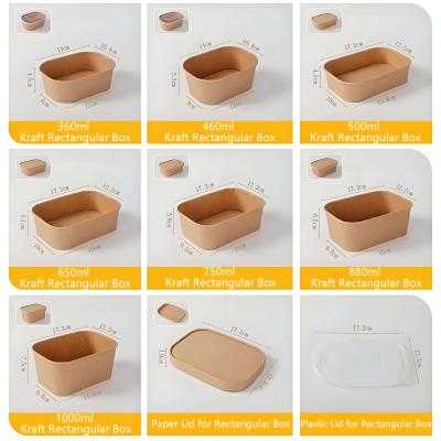 Cina Fabbrica all'ingrosso Disposable Kraft Paper Bowls 500ml 1000ml Contenitori per imballaggi alimentari Rivestimento UV in vendita