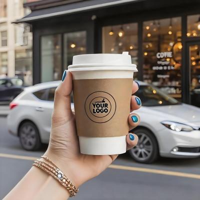 China Custom Logo White PLA Paper Cup 4oz 8oz 10oz 12oz 14oz 16oz 20oz 22oz Biological Kraft Paper Coffee Cups for sale