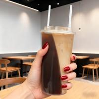 China Popular Twin Share Split 16oz 2 Compartment Plastic PP Split Boba Cups for sale