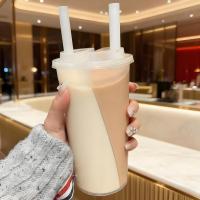 China Popular Twin Share Split 16oz 2 Compartment Plastic PP Split Boba Cups for sale