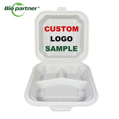 China Biodegradable Clamshell Corn Starch Food Container Takeaway Plastic Lunch Box for sale