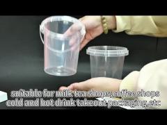 Customized Salad PP Plastic Cups With Handle With Carton Package