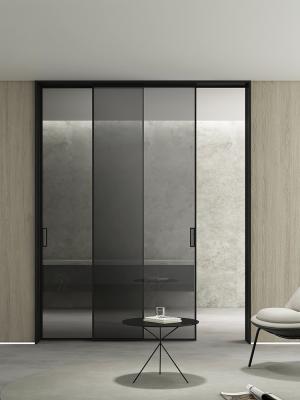 China Kleedkamer Aluminium glazen deurframe Smalle interne splitsing deuren Te koop