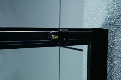China Schuifdeuren 120*190cm Grootte Gehard glas Aluminium Zwart Frame Aanpasbaar Te koop