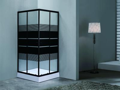 Cina Eleganti e durevoli caselle doccia quadrate con strisce in blocco nero vetro per moderni in vendita