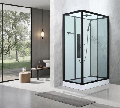 China Luxrious Shower Room With Matt Black Profile And Printing Glass For Elegant for sale