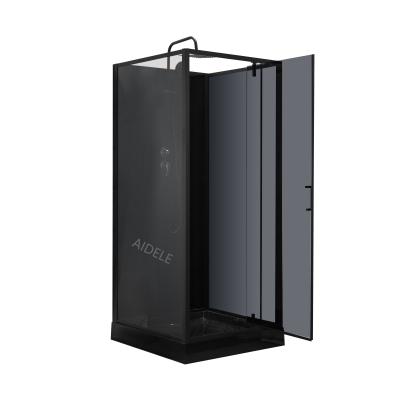 China Matt black aluminum alloy frame shower enclosure with ABS tray for sale
