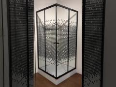 Stylische vierkante douche behuizingen met zwart mozaïek gemodelleerd glas voor moderne
