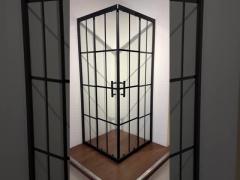 5/6mm Grootte Glas Vierkante douche behuizingen met zwarte strepen Frame voor moderne badkamer