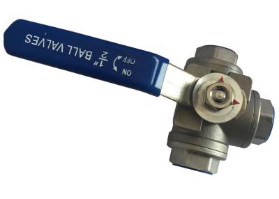 China CF8M BSP 3 Way Ball Valve  L type  Female Threaded 6.3Mpa / 1000PSI for sale