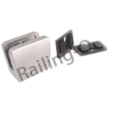China Middle Square Stainless Steel Glass Railing Brackets Glass Clips 55MM X 35MM for sale