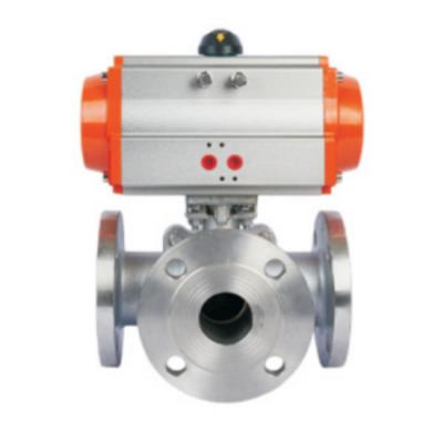 China Q645F-16P Pneumatic flange three-way ball valve for sale