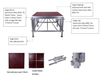Cina Piattaforme da palcoscenico esterne regolabili in altezza con lega di alluminio 6061-T6 in vendita