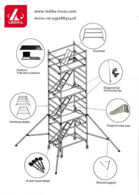 China Layer Truss Bench Structure 6082 Aluminum Work Ladder Painting Scaffold Tower for sale