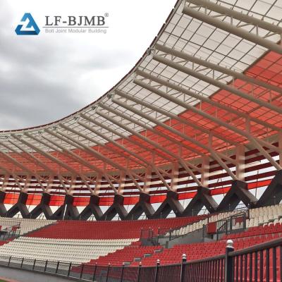China Prefab Curved Roof Stadium Bleachers Cover Steel Truss Roof Bleachers Canopy for sale