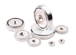 Nickel coated pot neodymium magnet showing axial design
