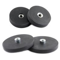 China Rubberised Neodymium Magnets Strong Pull Force OEM With Screw Thread for sale
