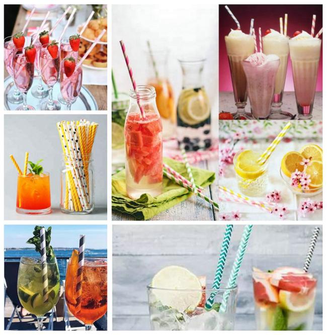Disposable Stripes Printed 30mm 32mm Width Drinking Straw Wrapping Paper For Bar
