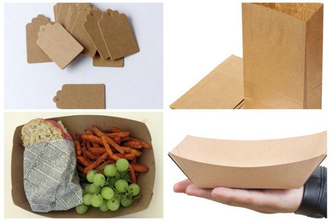 Food Safe Coated PE Natural Kraft Paper For Street Food Tray Package Custom