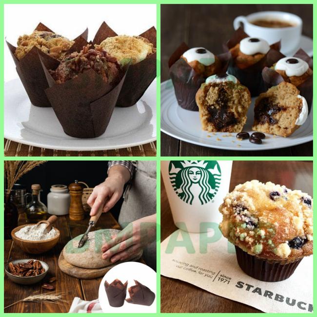 Coffee Chocolate Brown Color Greaseproof Paper For Muffin Baking Cups Kit 3 5