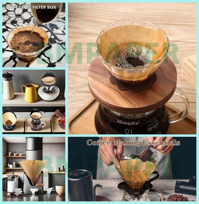 Unbleached Natural Brown Coffee Filter Paper Biodegradable High Temperature 