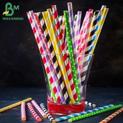China 60gsm Food Grade Straw Paper Custom Stripes Colors Outer Paper 600mm 620mm Roll Wide 76mm Core for sale