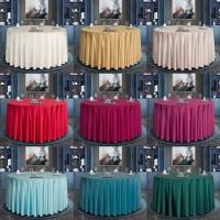 China Polyester Waterproof Oilproof Dining Table Slipcovers Round Wedding Tablecloths for sale