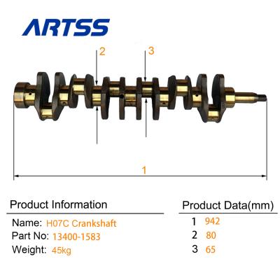 Cina High Quality Manufacturer 13400-1583 H06C H07C H07CT Casting iron Crankshaft For Hino Excavator Spare Parts in vendita