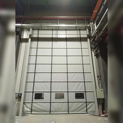 China Garbage disposal center Industrial PVC Folding Up Door Automatic High-speed Stacking DoorsBig size industrial windproof for sale