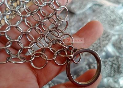 China SS316L 10mm Ring Cast Iron Pan Chainmail 8“ X 6“ Hoogwaardig Roestvrij staal Te koop