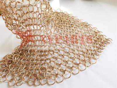 China 20MM Decorative Metal Ring Mesh Curtain PVD Rose Gold Color for sale