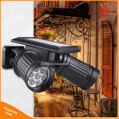 China 14LEDs Waterproof Solar Wall Light LED Solar Lamp PIR Motion Sensor Light Dual Head Spotlight for sale