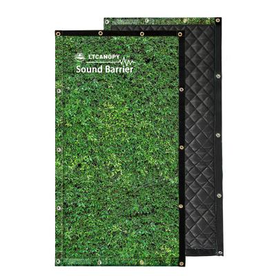 China Litong Decorative Green Leaf Soundproof Privacy Screen Outdoor Tennis Court Sound Barrier Acoustic Blanket for sale