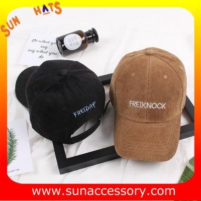 China QF17018 Sun Accessory customized wholesale corduroy baseball caps and hats for ladies ,caps in stock MOQ only 3 pcs for sale