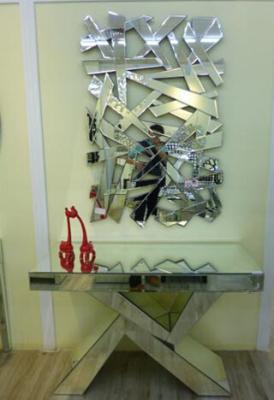 China Geometry Design Antique Mirror Console Table With Shutter Wall Mirror for sale