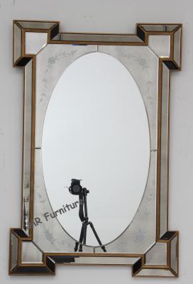 China Vintage Hotel Wall Mirror , 120cm Gold Frame Decorative Wall Mirror Panels for sale