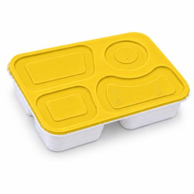 China Four Compartment Snap Lock Bowls Color Lids Food Storage PP Meal Tray Disposable for sale