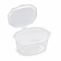 China 35ml Clear Round PP Disposable Hinged Sauce Cup for Dips Salsa Toppings for sale