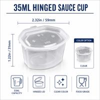 China 35ml Clear Round PP Disposable Hinged Sauce Cup for Dips Salsa Toppings for sale