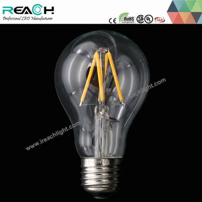 China A19 led globe bulb,a60 led filament bulb,60*108mm,4filaments,3w,dimmable,clear glass,vintage lamp,E27,B22base for sale