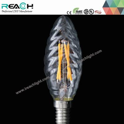 China C35 led candl bulb,c35 led filament bulb,35*100mm,4filaments,4w, clear twist glass,constant current driver,E14,E12base for sale
