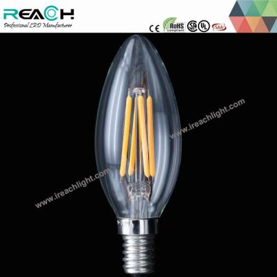 China C35 led candl bulb,c35 led filament bulb,35*100mm,4filaments,4w,dimmable,clear glass,constant current driver,E14,E12base for sale